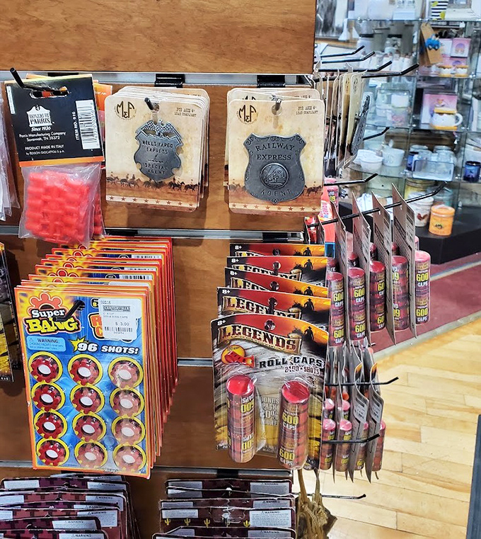 Nostalgic trinkets and novelties that transport you back to childhood, when cap guns and toy badges ruled the playground.