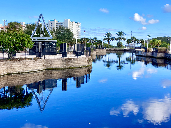Where else can you contemplate both water reflections and rocket trajectories in the same peaceful moment? Space View Park delivers cosmic perspective.