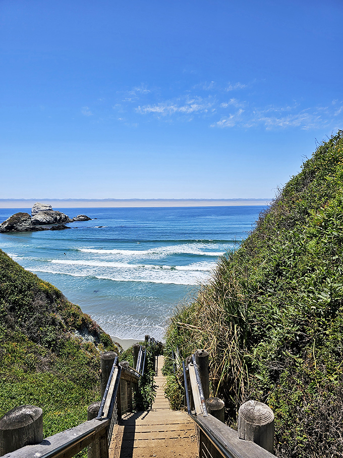 Stairway to heaven? Close enough. These wooden steps lead to one of California's most underrated coastal treasures.