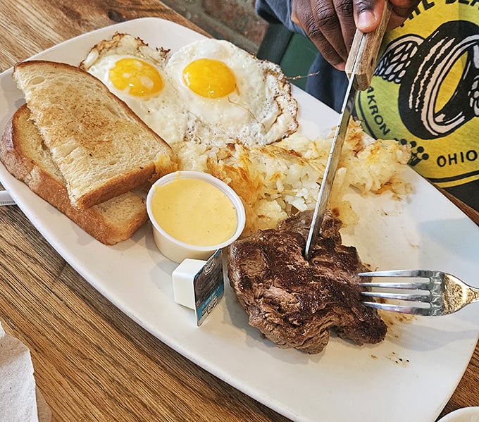 When steak and eggs arrive looking this good, you understand why people consider breakfast the most important meal.