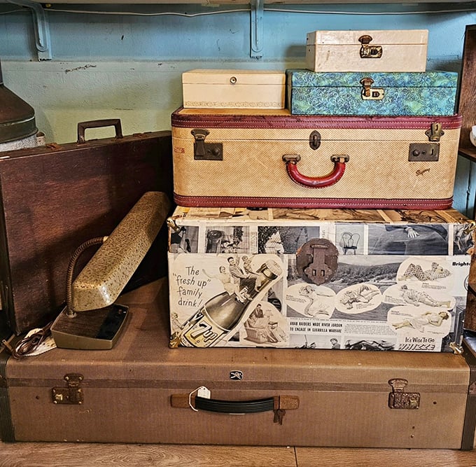 Every vintage suitcase holds a story of island-hopping adventures from decades past. I'm tempted to buy one just to hear its whispered tales.