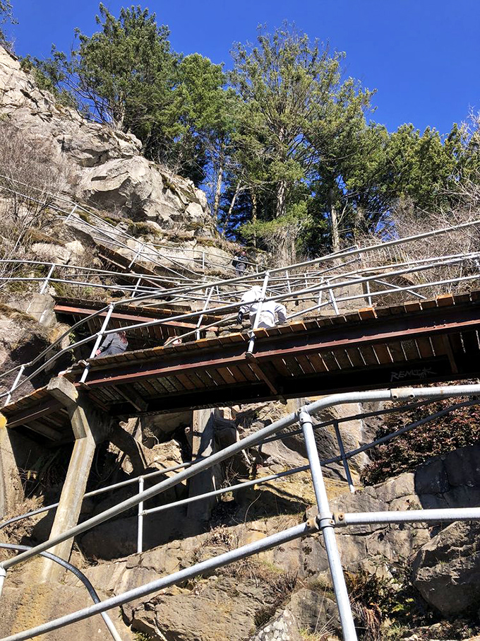 Looking down at those zigzagging trails might make your knees wobble, but looking up at where you're headed makes it all worthwhile.