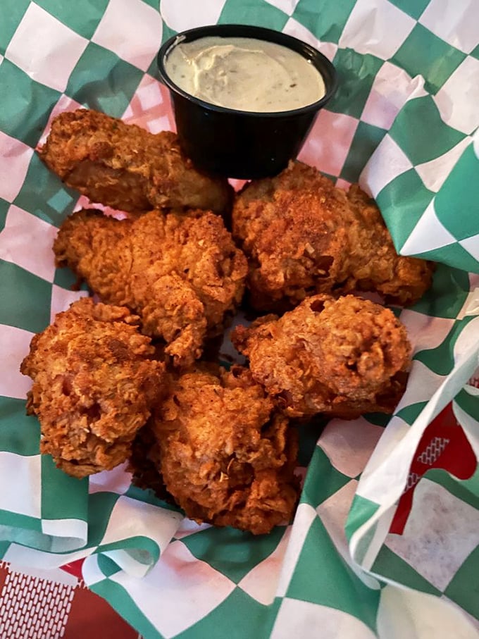 Those golden-brown, crispy wings aren't just bar food&mdash;they're a masterclass in texture, served with house-made sauce that'll have you licking your fingers shamelessly.