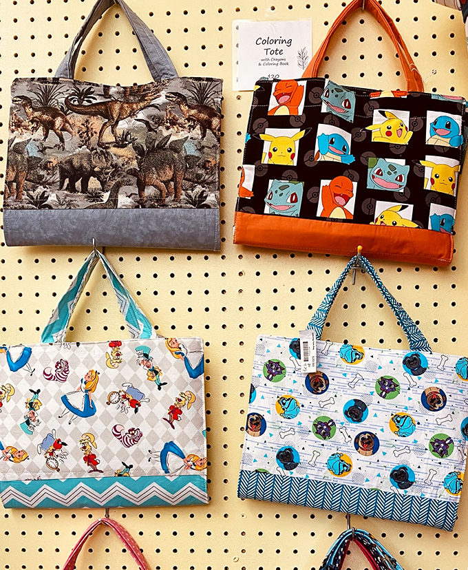 Not your average tote bags! From dinosaurs to Pok&eacute;mon to Alice in Wonderland, these fabric carriers make grocery shopping feel like an adventure.