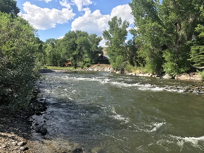 The Wind River flows through town like nature's own guided meditation, minus the subscription fee and annoying app notifications.