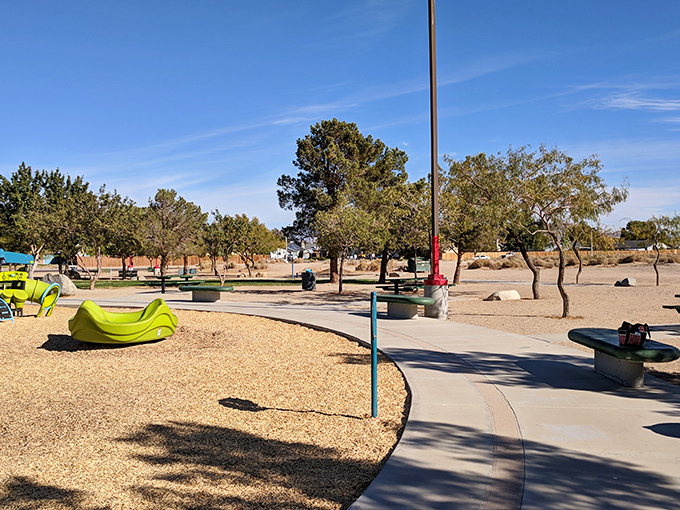 Desert playground perfection! Upjohn Park proves that even in arid landscapes, community spaces can bloom with life and laughter.