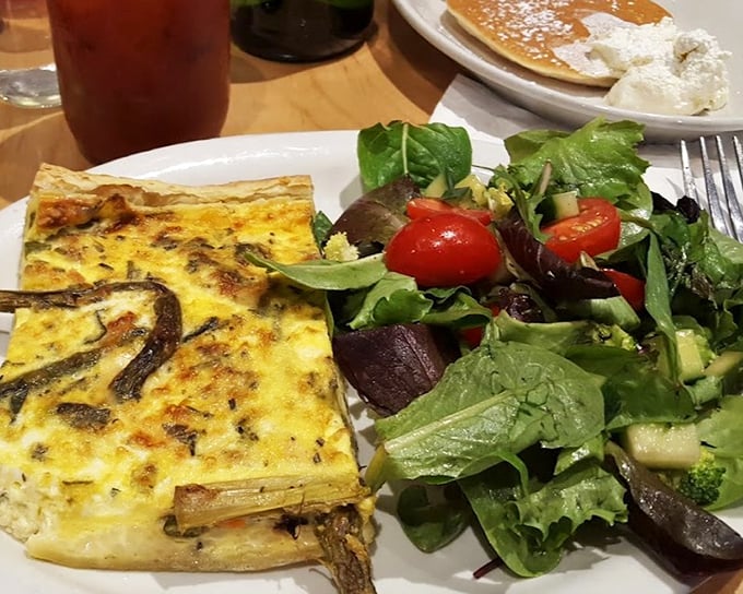 A quiche that would make Julia Child nod approvingly, paired with a salad that doesn't feel like punishment.