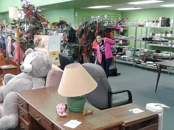 The furniture section offers everything from practical office chairs to that oversized teddy bear you never knew you needed until this moment.