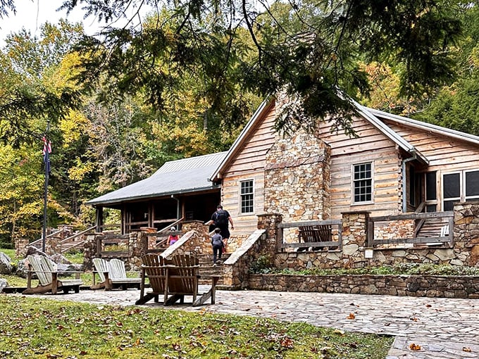 The rustic visitor center blends seamlessly into its surroundings, like a mountain cabin that graduated from architecture school with honors.