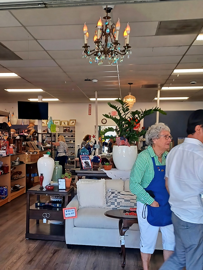 The blue-aproned volunteers are the true treasures here, offering decades of knowledge with every helpful suggestion.