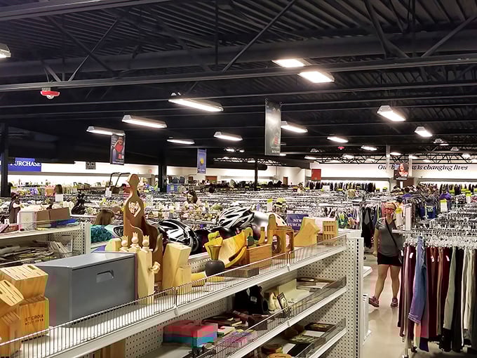 The thrill of the hunt in action&mdash;shelves stacked with potential as shoppers scan for that one perfect item among thousands.