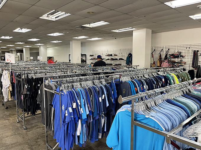 Blue shirts, green shirts, aloha shirts galore! The men's section offers a rainbow of options that won't leave your wallet feeling blue.