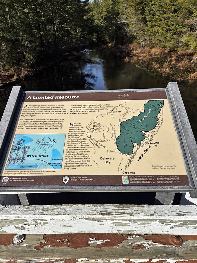 Who knew water had such a fascinating backstory? This informative sign reveals the liquid biography of New Jersey's most precious resource.