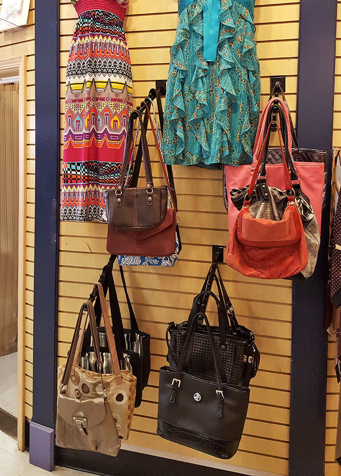 Handbag heaven where designer dreams meet practical prices. That coral tote might have summered in Aspen before finding its way to Bozeman.