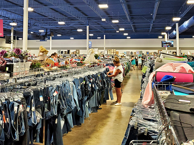 The denim section could outfit a small country, with every wash, cut, and style imaginable lined up for inspection.