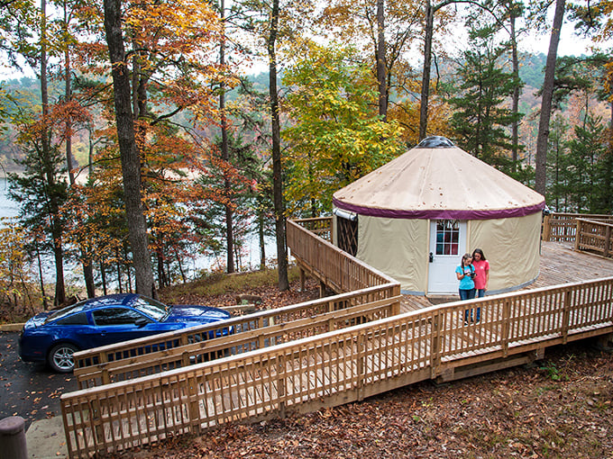 Glamping goals! These yurts are what happen when someone said, "I want to camp, but I also want walls and a real bed."