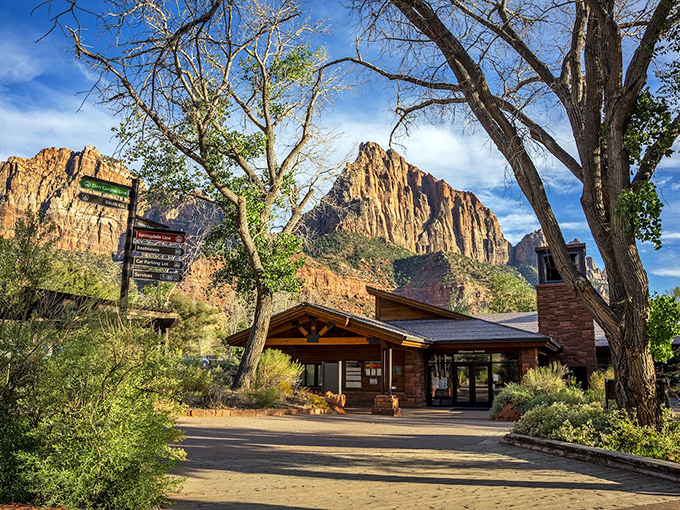The visitor center stands ready to answer your burning question: "Which trail won't completely destroy me?"