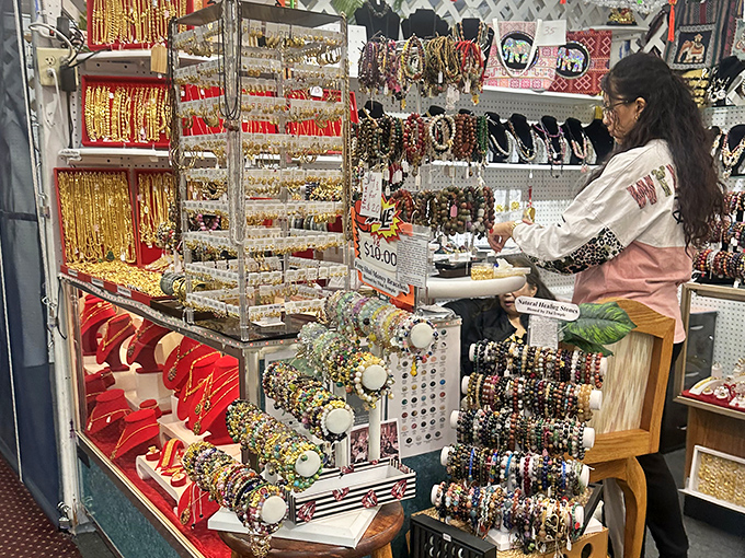 Jewelry displays that would make a pirate's treasure chest look understocked. The perfect place to find something sparkly without the Strip prices.