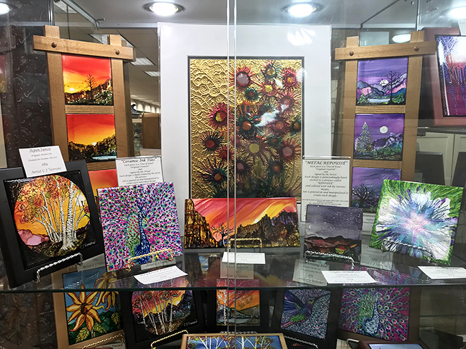 Vibrant artwork transforms ordinary walls into galleries of imagination. That golden sunflower piece practically radiates warmth even on the gloomiest Virginia day.