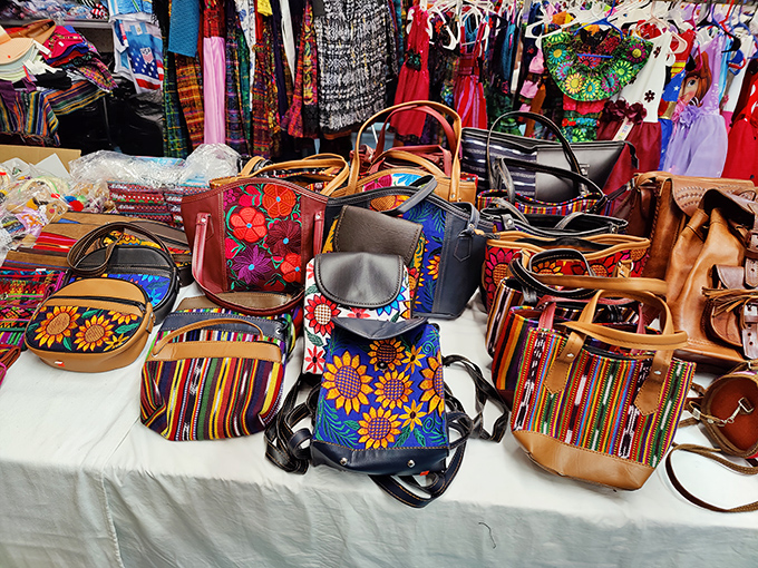 Handcrafted bags bursting with personality and color&mdash;each one practically shouting "Pick me!" to passing shoppers.