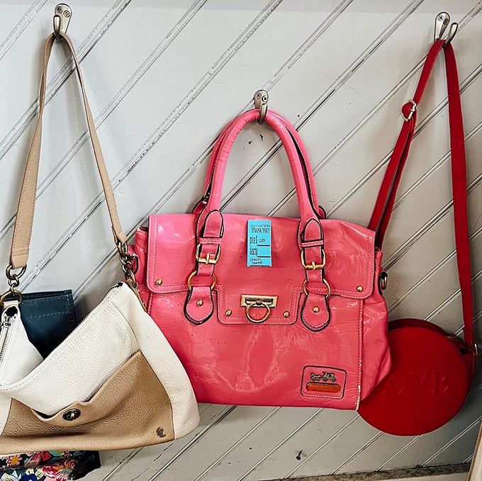 Handbag heaven! That pink statement piece is practically screaming, "Take me to a Branson show and let me shine!"