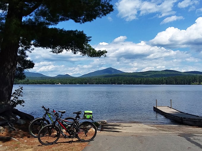 Two bikes, one dock, and endless possibilities. This isn't just transportation&mdash;it's your ticket to discovering hidden coves and secret picnic spots around Webb Lake.