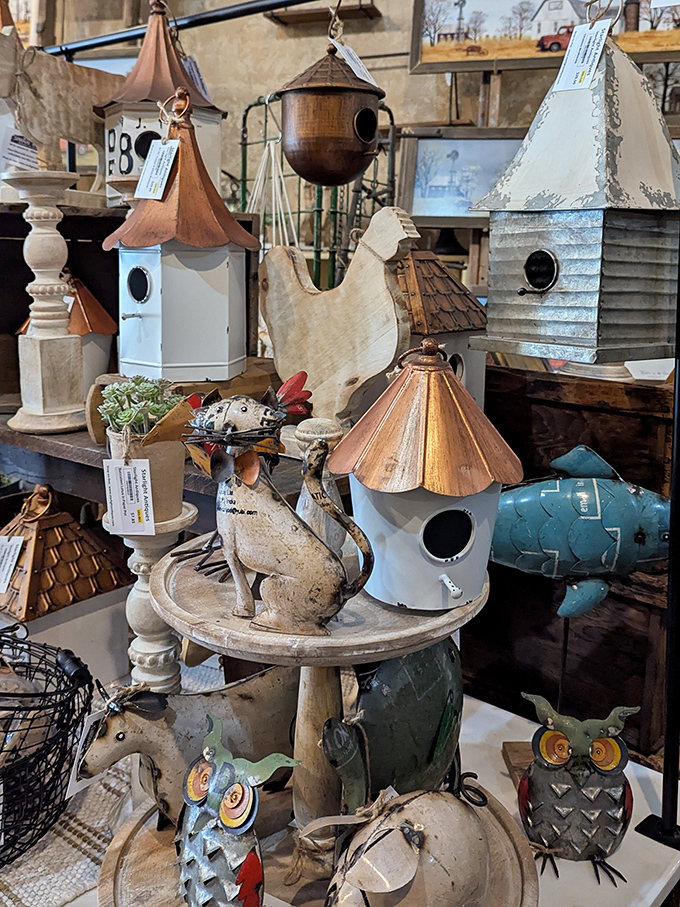 A menagerie of whimsical birdhouses and garden creatures that would make even Martha Stewart stop and reach for her wallet.