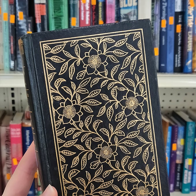 A beautifully bound classic with gold-embossed flowers&mdash;proof that sometimes the best stories come in pre-loved packages.