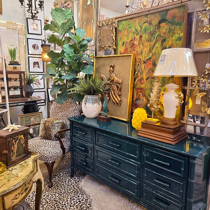 This teal dresser with leopard-print chair could transform any room from "nice" to "magazine-worthy" in sixty seconds flat.