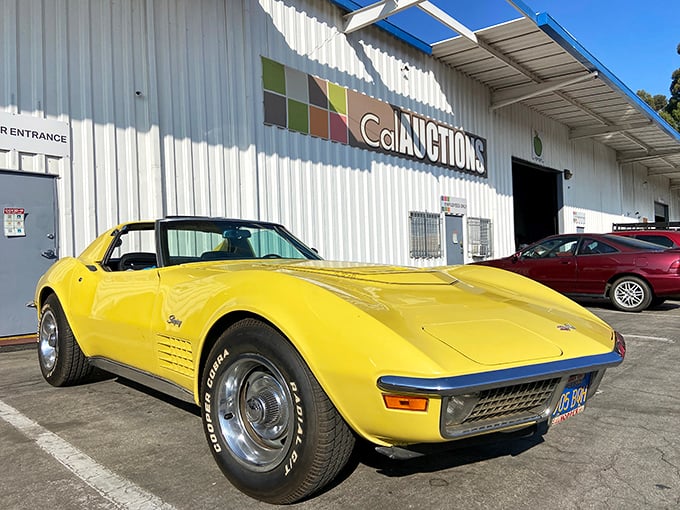 That sunshine-yellow Corvette isn't just transportation &ndash; it's someone's midlife crisis or childhood dream parked outside waiting for a new chapter.