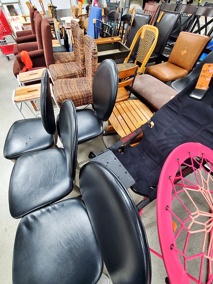 The chair convention has convened! From office swivels to wicker statements, this furniture section is where sitting meets style at basement prices.