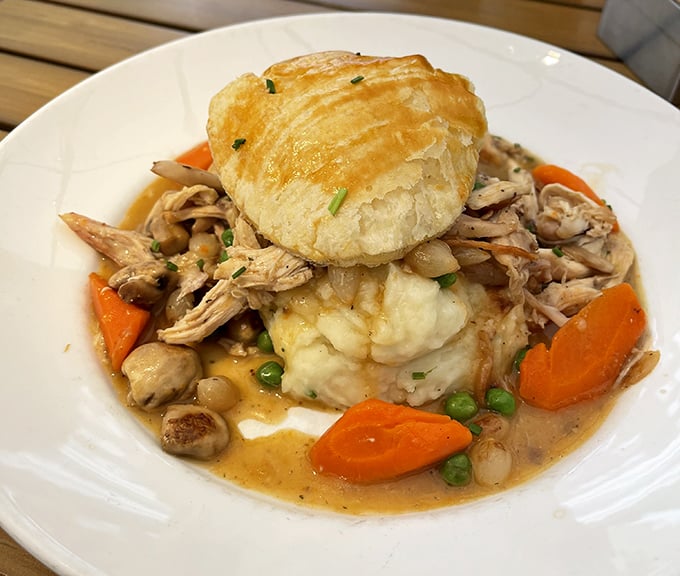 Behold the legendary chicken pot pie&mdash;a golden-domed masterpiece where flaky pastry meets velvety filling in a marriage that would make Julia Child weep with joy.