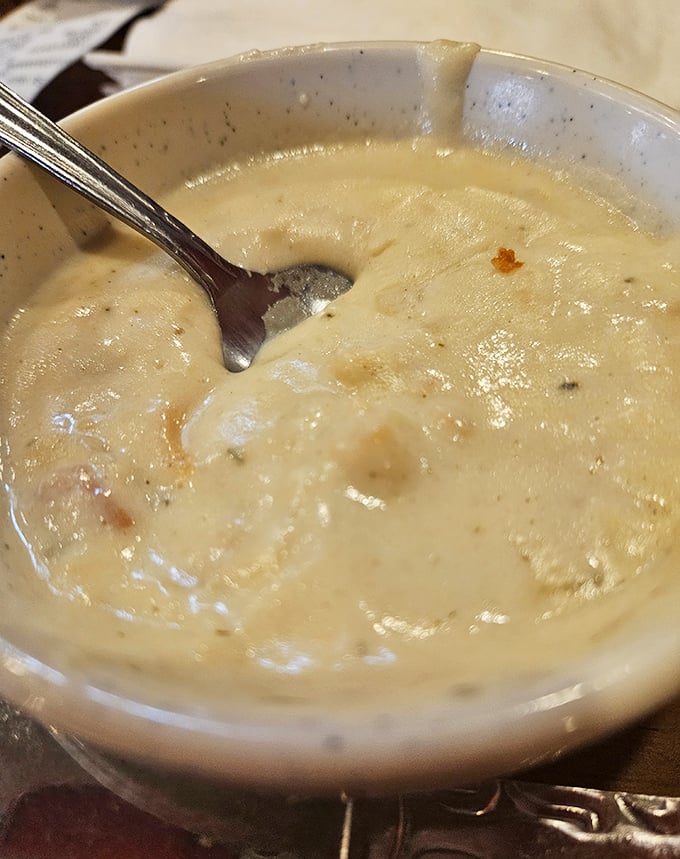 This isn't just clam chowder; it's a creamy ocean of comfort that would make New England jealous of what's happening in landlocked Idaho.