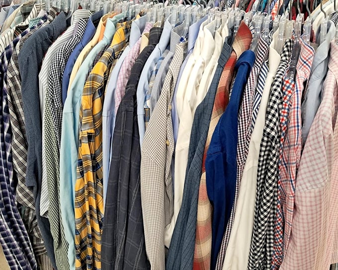 A rainbow of patterns and fabrics awaits in the men's shirt section. Each one tells a story &ndash; some more colorful than others!