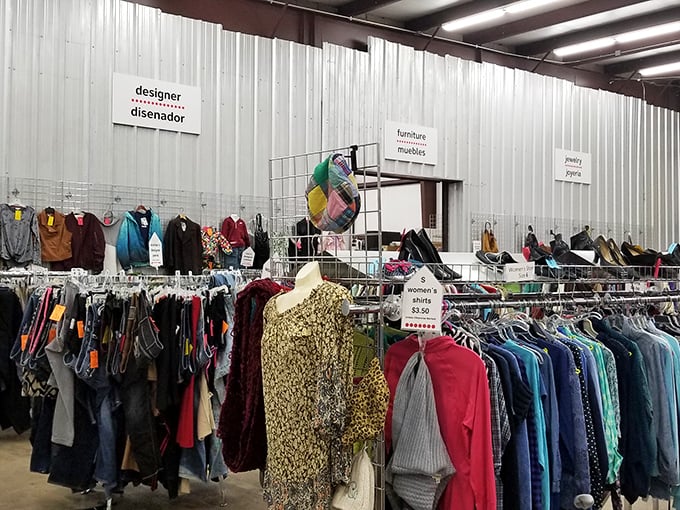 Designer section meets furniture department – the signs don't lie. That gold sequined top is just waiting for its second chance at nightlife glory.