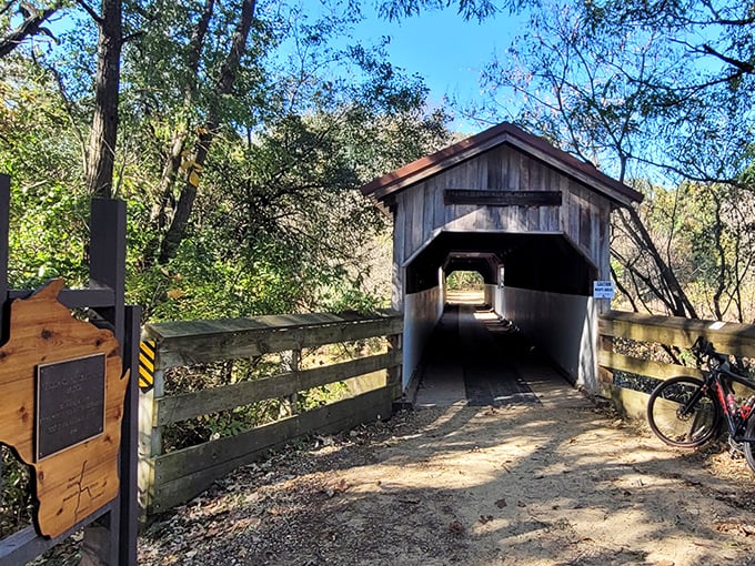 This covered bridge along the Sugar River Trail isn't just picturesque&mdash;it's a time machine to simpler days when Sunday drives actually meant something.