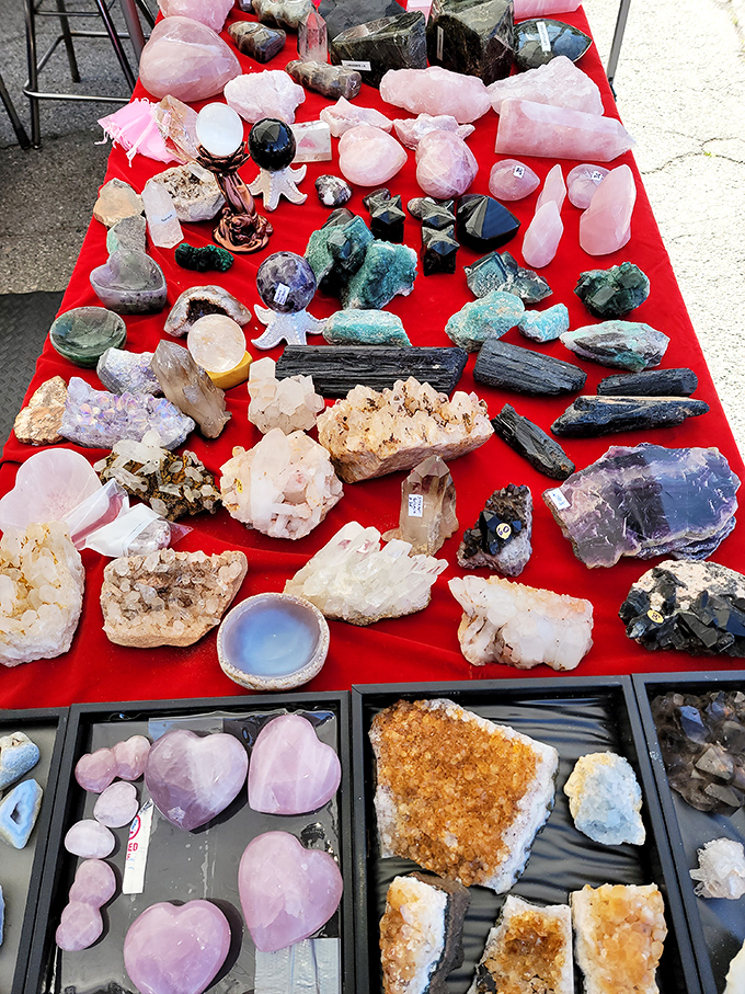 Nature's jewelry box spilled open&mdash;rose quartz hearts and amethyst clusters that make department store trinkets look positively ordinary.