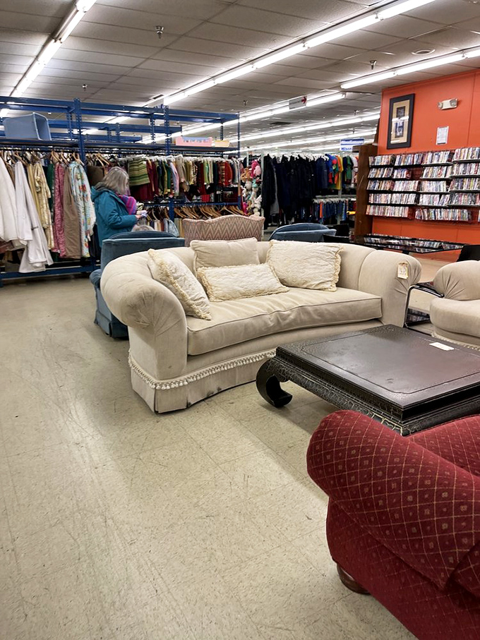 The living room setup feels like you've wandered into your stylish aunt's house&mdash;except everything here comes with a price tag.