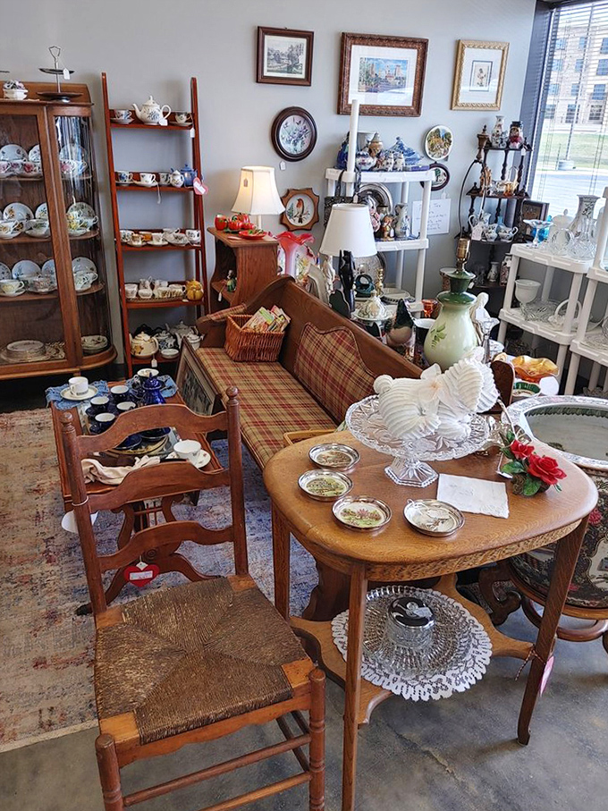 A living room tableau that whispers stories of afternoon teas, bridge games, and conversations that happened before smartphones demanded our attention.