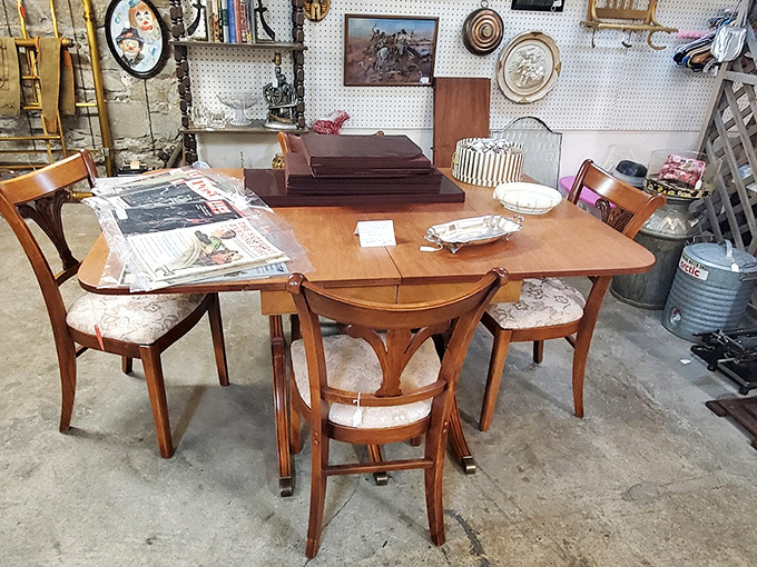 That dining set isn't just waiting for dinner guests—it's waiting to tell stories about family meals from an era when phones stayed on walls, not tables.