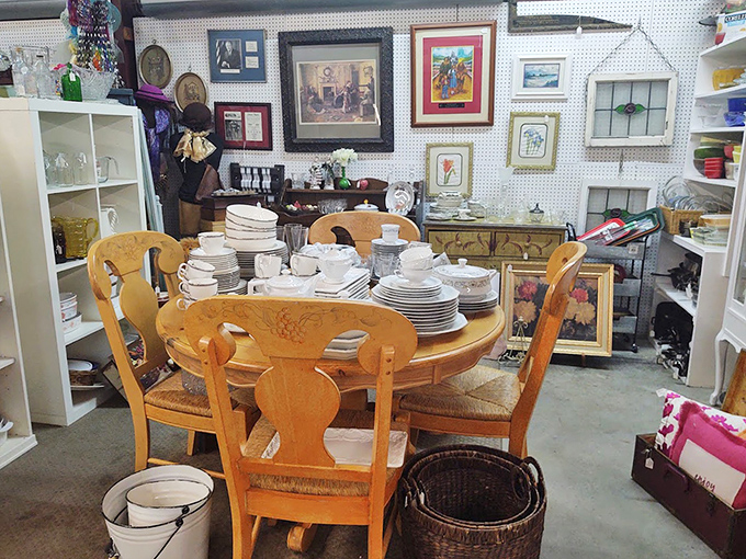 Dining set perfection with enough dishes to host the royal family. Grandma would approve of this perfectly staged tablescape.