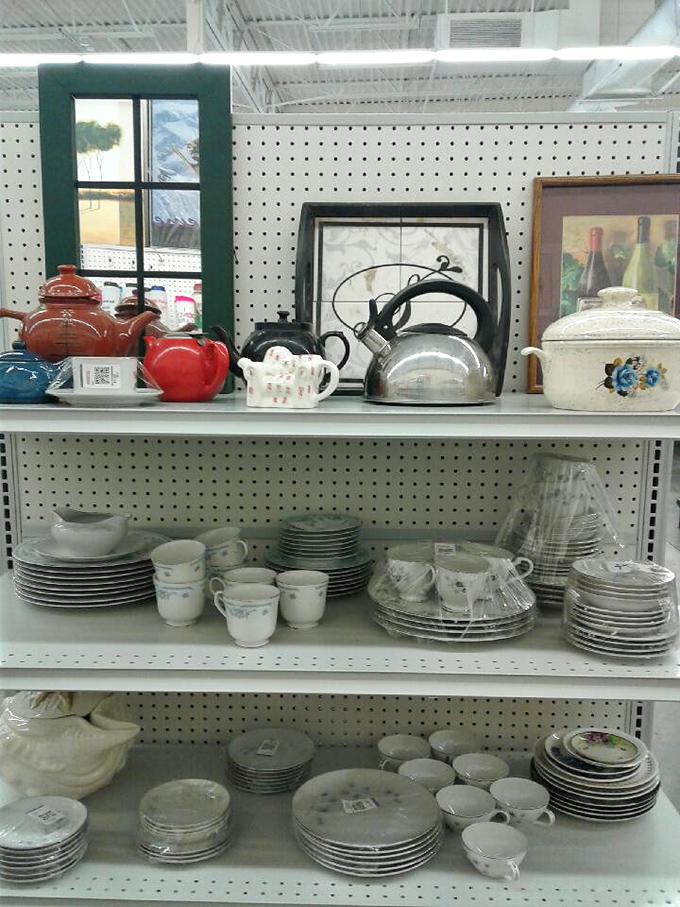 Complete dish sets waiting patiently for their second act in someone's dining room drama.
