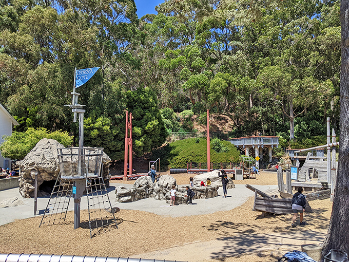 The Bay Area Discovery Museum's play area proves that even pirate ships are more magical when they come with Golden Gate views.