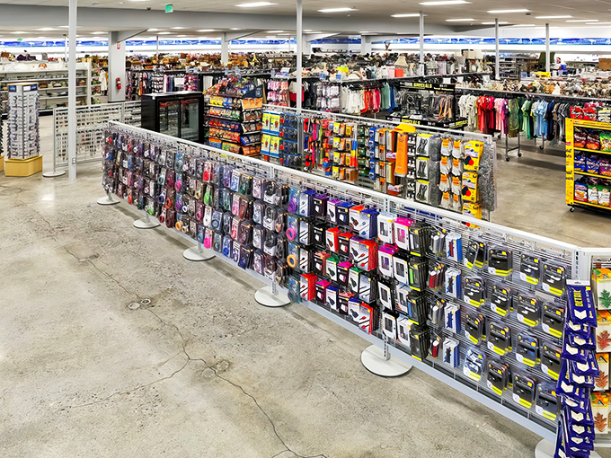 The accessories aisle&mdash;where phone cases from three generations ago mingle with gadgets whose original purpose remains delightfully mysterious.