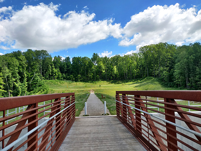 From this bridge, the view stretches into forever. Like life's best journeys, the path ahead invites without revealing all its secrets.