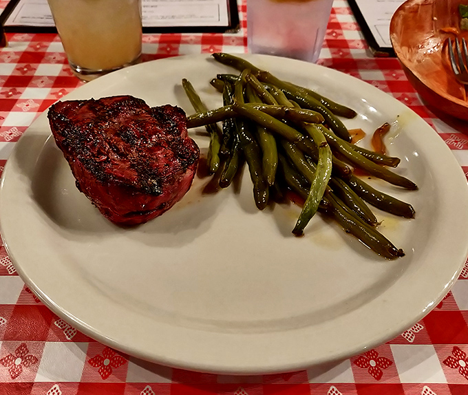 A perfectly seared filet mignon with a side of green beans. Simple? Yes. Life-changing? Also yes. Sometimes perfection needs no embellishment.