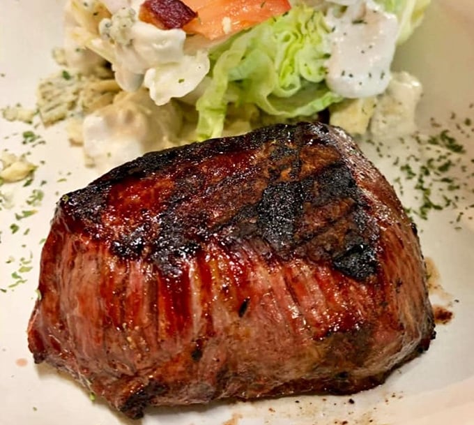 This filet mignon has the kind of char-to-tenderness ratio that would make even the most stoic Mainer shed a tear of joy.