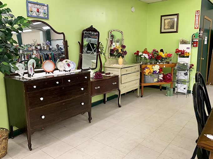 Vintage dressers and mirrors await their second act&mdash;like supporting characters from "Mad Men" ready for your home's next season.
