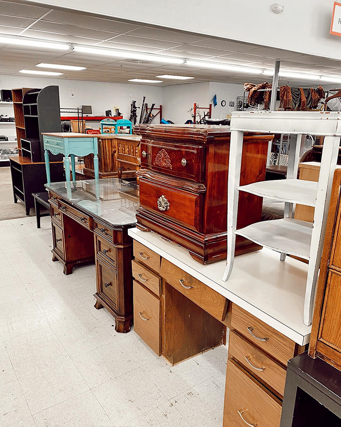 Solid wood furniture with stories to tell. That mahogany desk has probably seen more tax returns than your accountant.