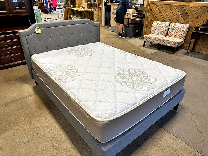 Sweet dreams don't have to come with nightmare prices. This pristine mattress and stylish headboard combo proves luxury can be affordable.